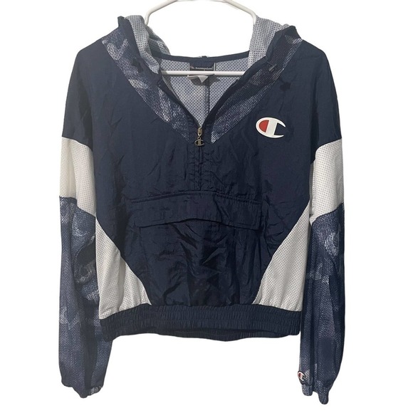 Champion | Jackets & Coats | Champion Blue White Lightweight Cropped ...